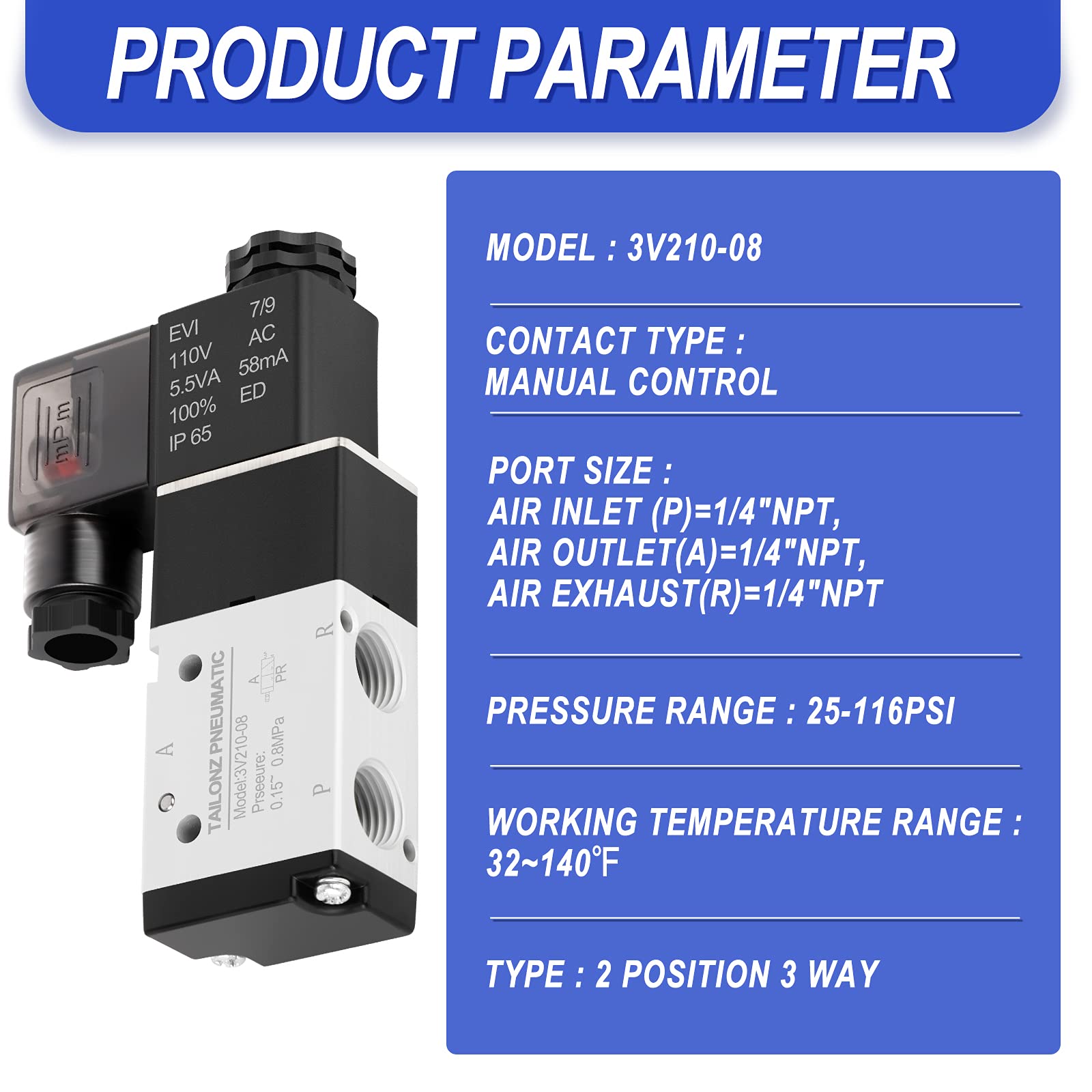 Mua TAILONZ PNEUMATIC 1/4"NPT Solenoid Valve 3V210-08 AC110V Single ...