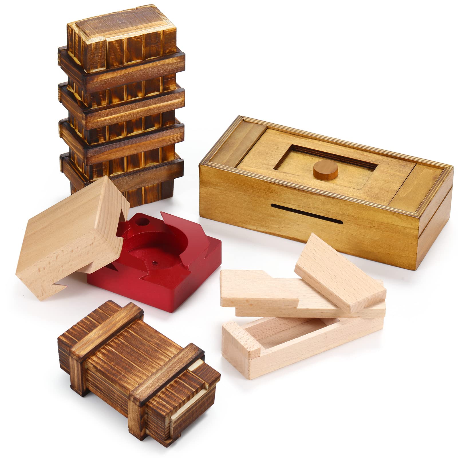 Mua 5 Packs Puzzle Box Christmas Wooden Box with Lock Compartment 3D ...
