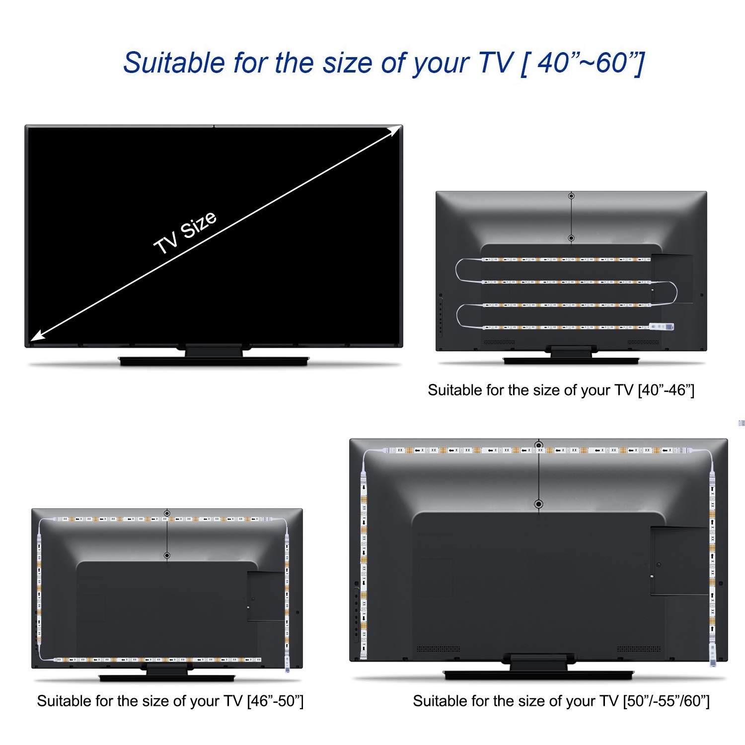2M LED TV Backlight USB Bias Lighting with 16 Colors and 4 Dynamic Mode ...