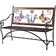 Amazon.com: 39.7" Outdoor Bench, Garden Bench, Patio Bench with Armrest, Slatted Seat and ...