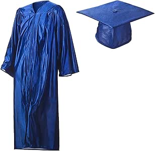 Amazon.com: Graduation Cap and Gown Set Shiny Royal Blue in Multiple ...