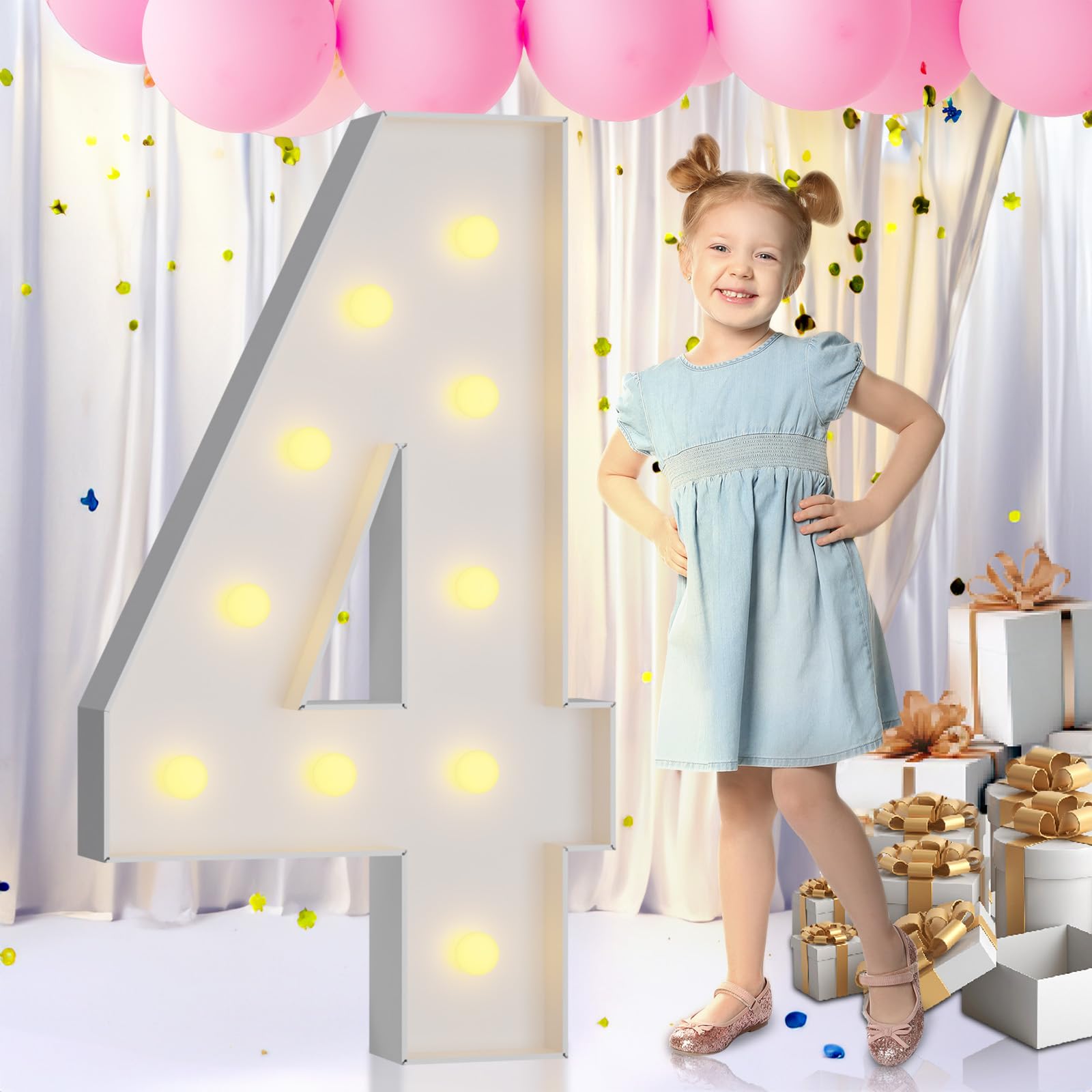 imprsv 4FT Light Up Numbers Letters, Marquee Numbers for 40th Birthday ...