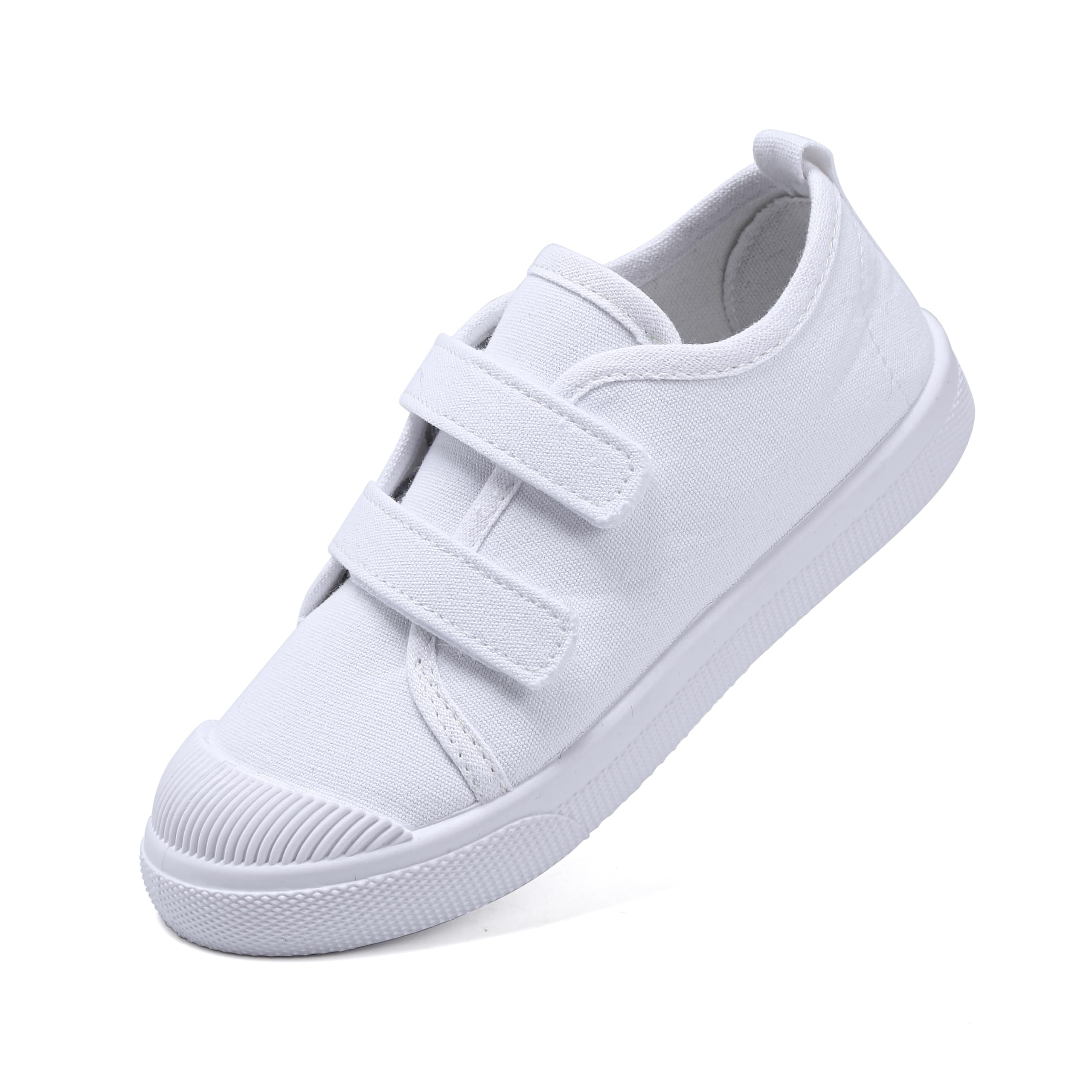 Toddler Kids White Canvas Shoes Boy's Girl's Canvas Sneakers Hook and ...