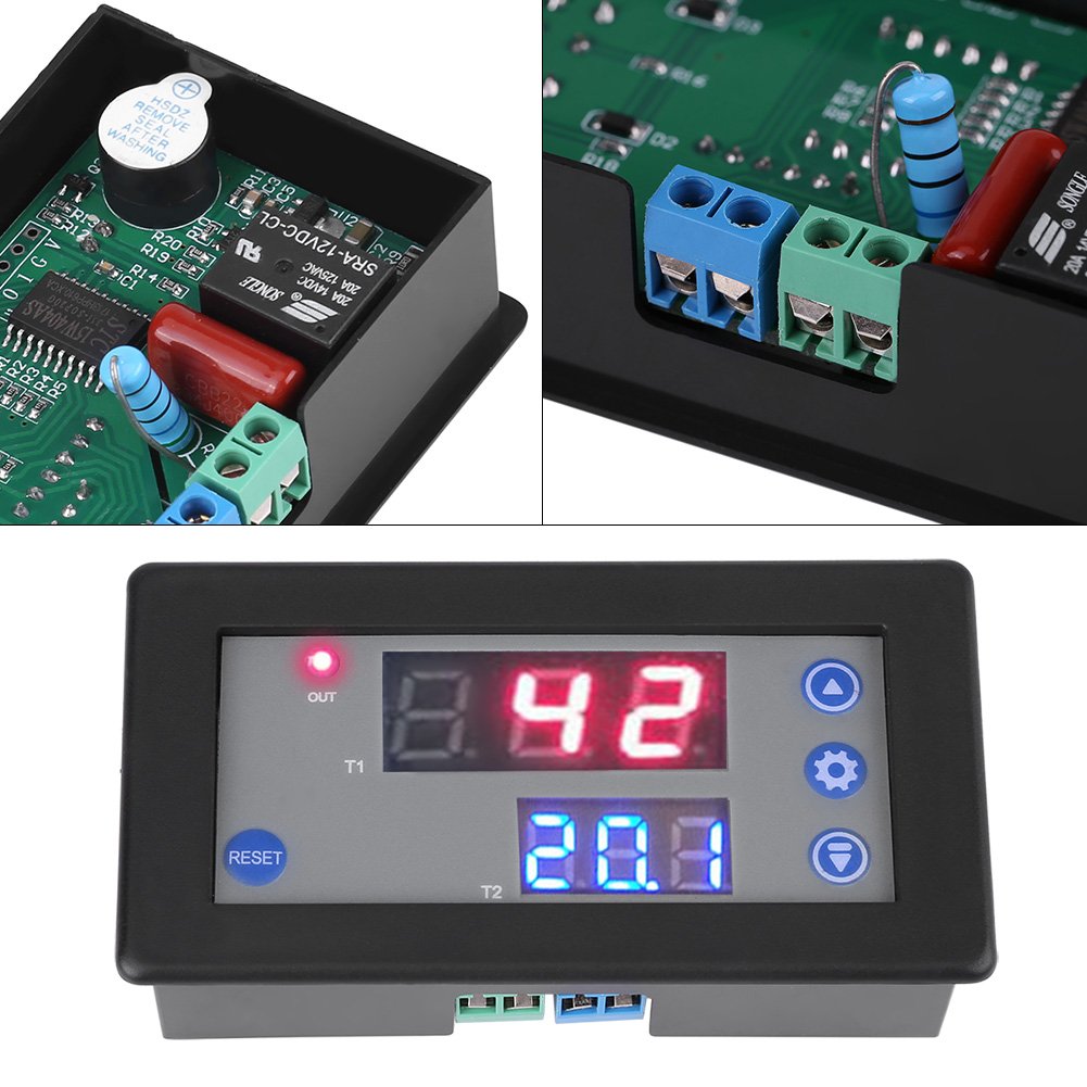 Timing Delay Relay,DC 12V 10A 1500W Module Cycle Timer Digital LED Dual Display for Timing,Delay ...