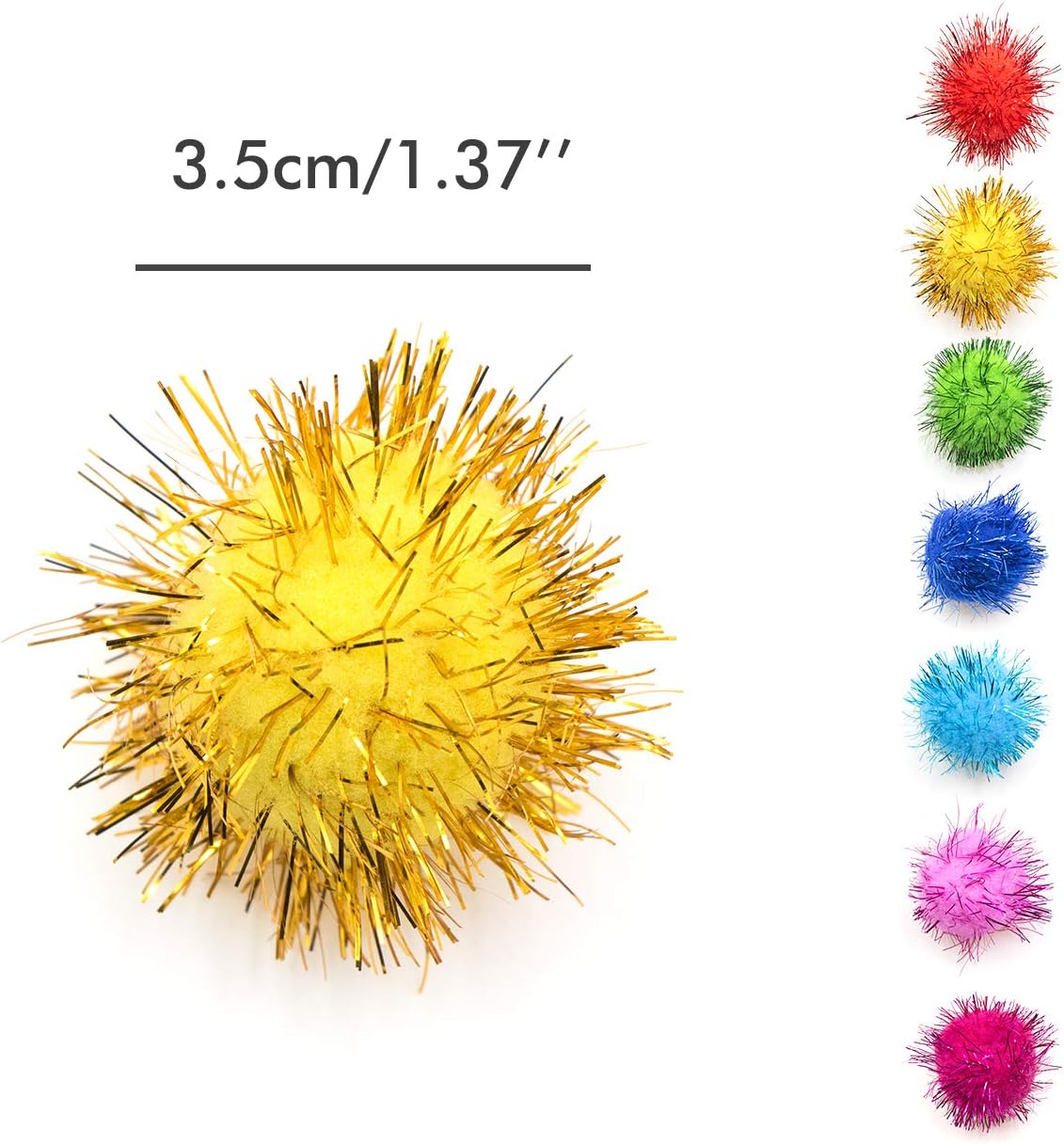VAPKER 30 Piece 1.5″ Assorted Color Sparkle Balls Cat’s Favorite Toy ...