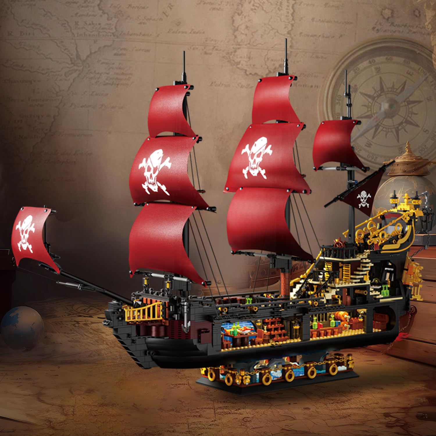 Pirate Ship Building Kit, Queen Anne's Revenge Pirate Ship Building Set ...
