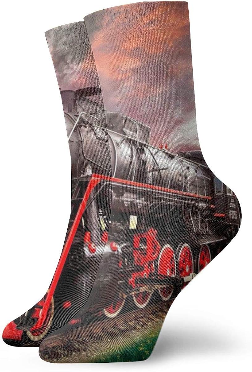 Amazon.com: Train Steam Engine Unisex Comfortable Crew Socks Casual ...
