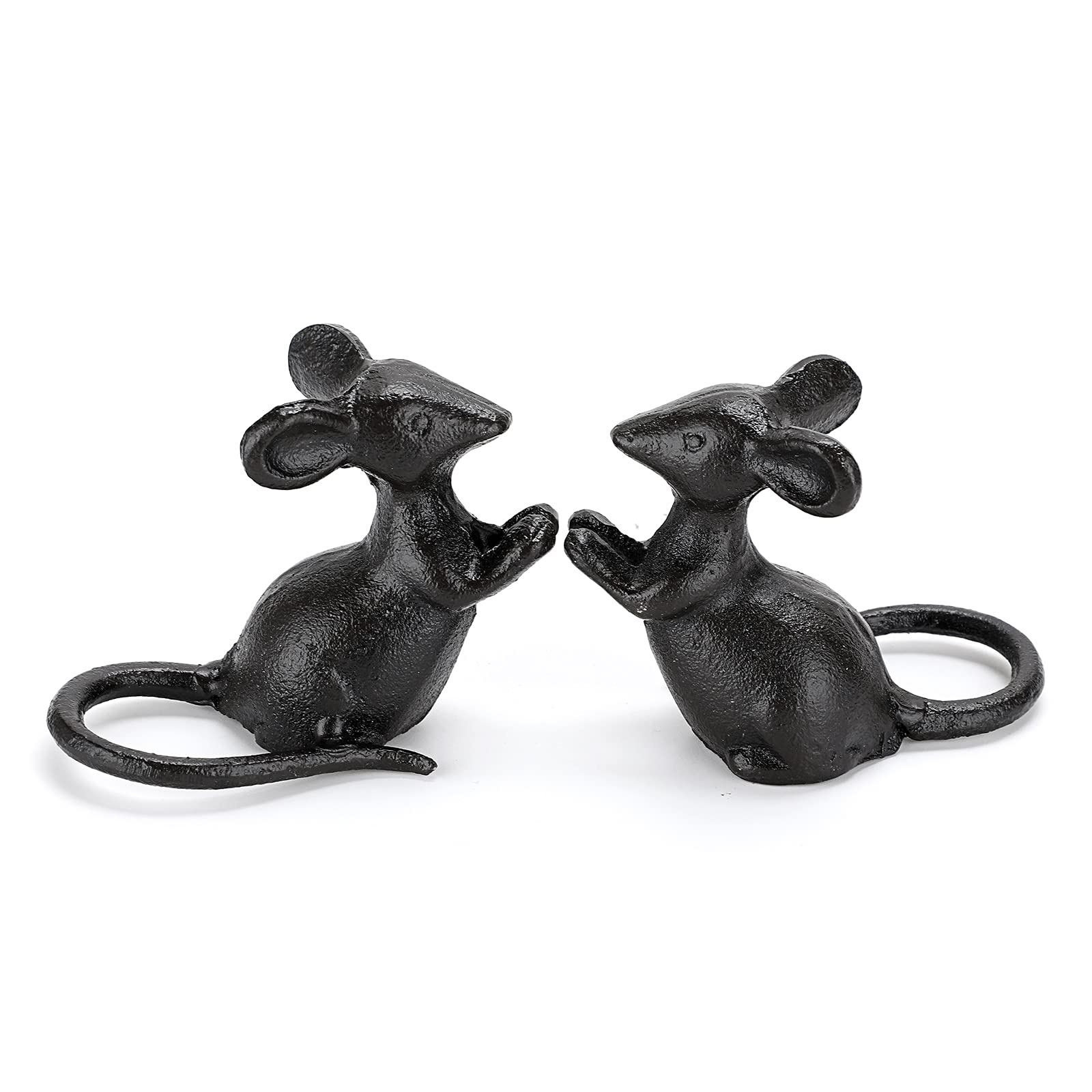 OwnMy 2 Cast Iron Cute Mouse Figurine Sculpture Black Mice Statues ...