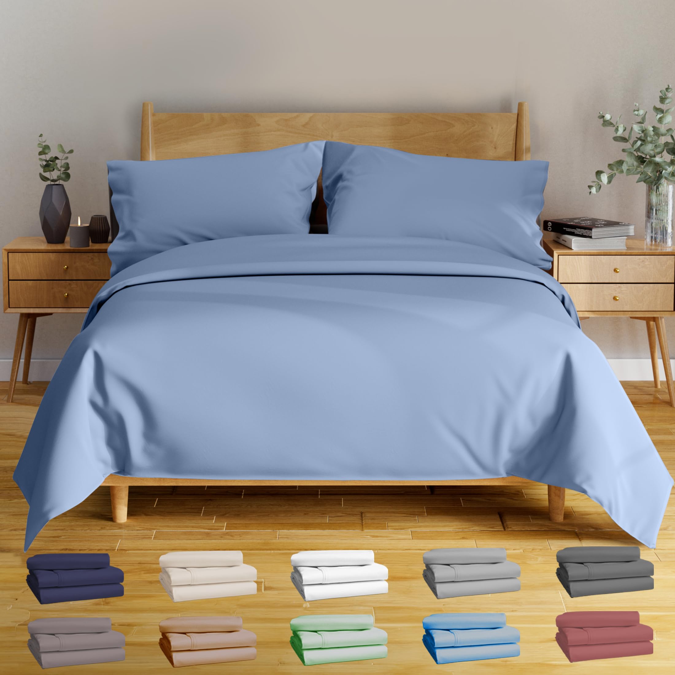 BAMPURE Luxury Series Queen Sheet Set - 100% Pure Viscose derived from ...