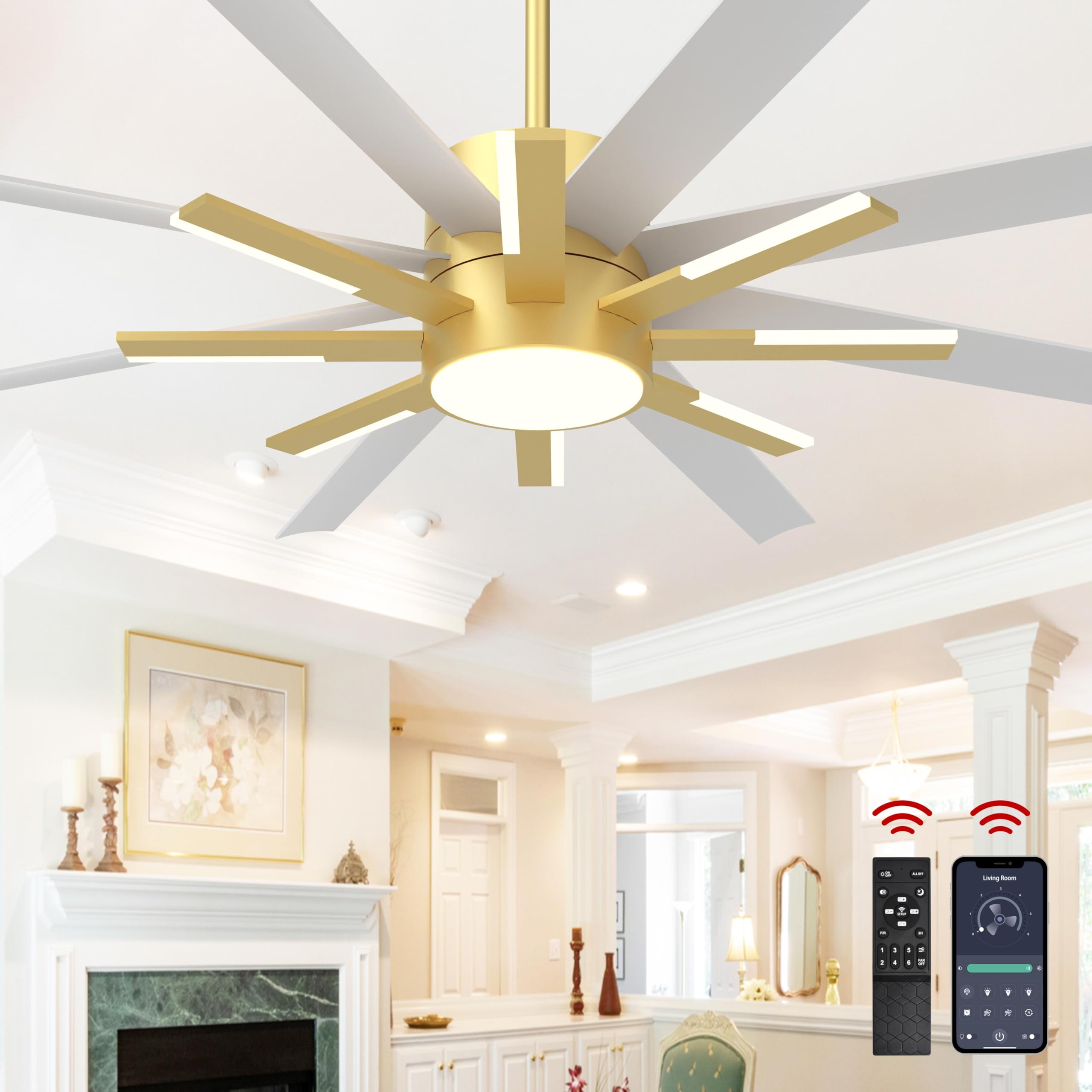 Fande-Aire 72 inch Large Ceiling Fans with Lights and Remote?Indoor ...