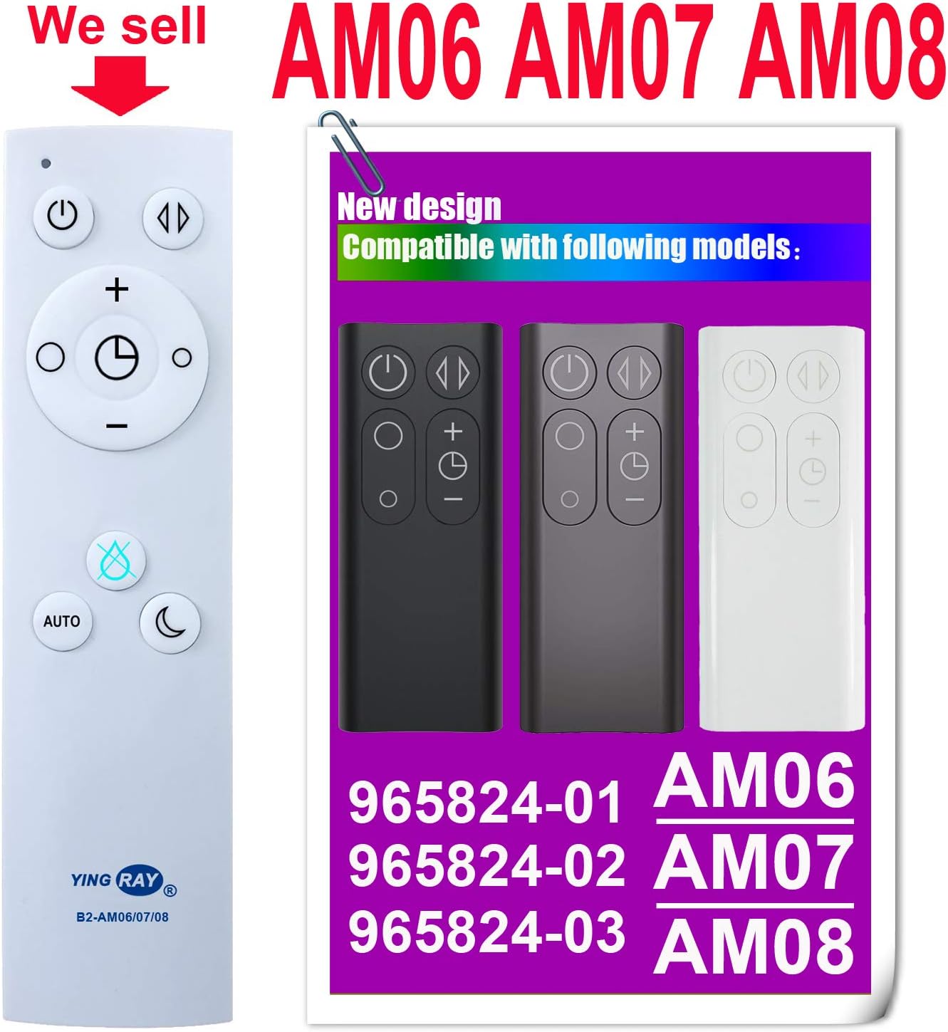 Amazon.com: YING RAY (B2-AM06/07/08) Replacement Dyson Fan Remote ...