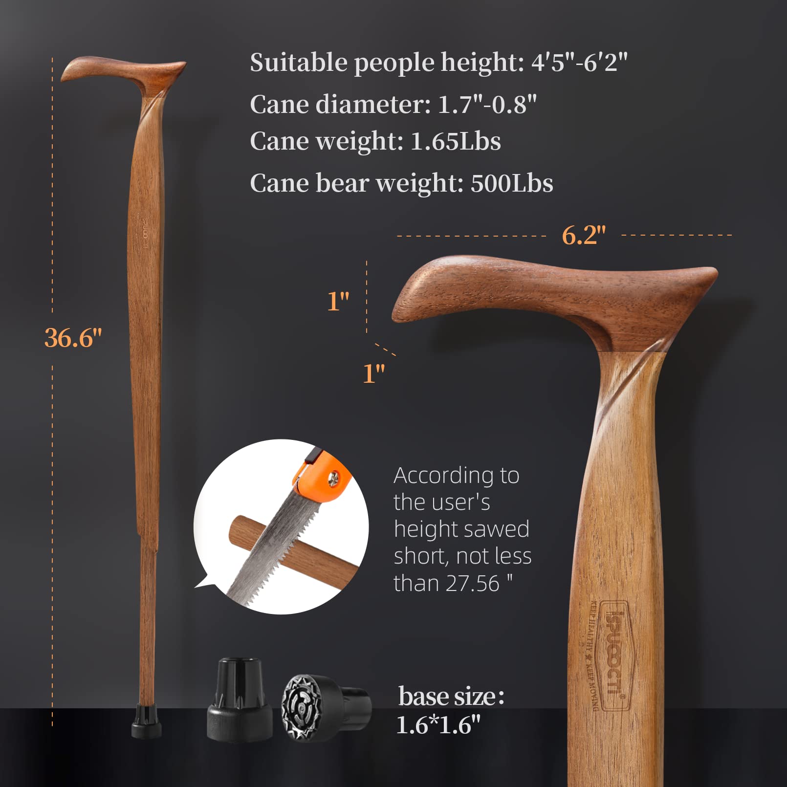 Mua ispuoocti Wooden Walking Cane for Men and Women -Natural Solid Wood ...