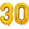Amazon.com: PIGETALE 40 Inch Large 30 Balloon Numbers Gold Big Giant Jumbo Number 30 Foil Mylar ...