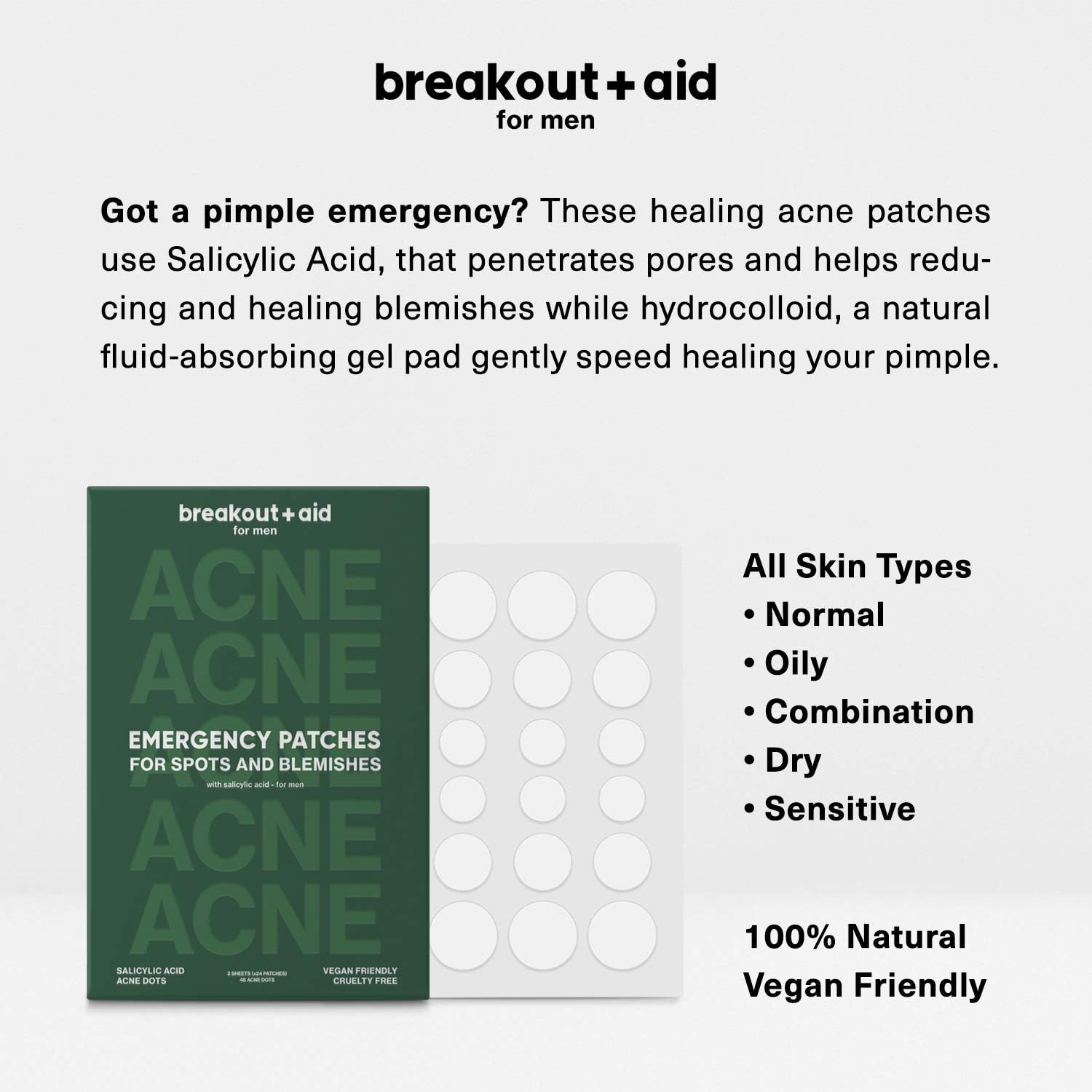 Emergency Spot patches by Breakoutaid FOR MEN |Salicylic acid|Acne ...