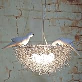 LITFAD 1 Light Woven Nest Chandelier Light Contemporary Metal and White ...