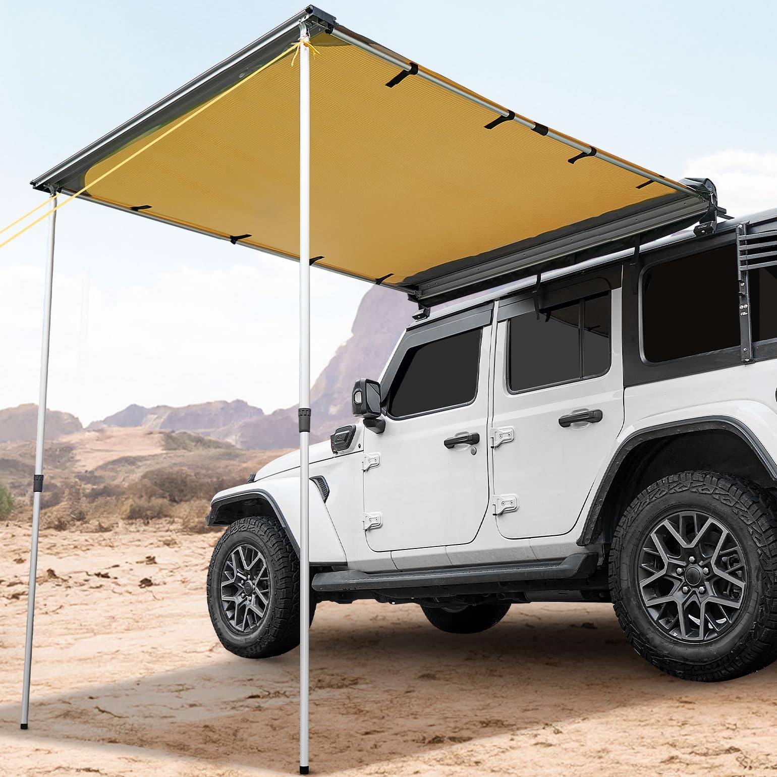 JOYTUTUS Vehicle Awning 6.6'x8.2' Roof Rack Pull-Out Sun Shade UV50 ...