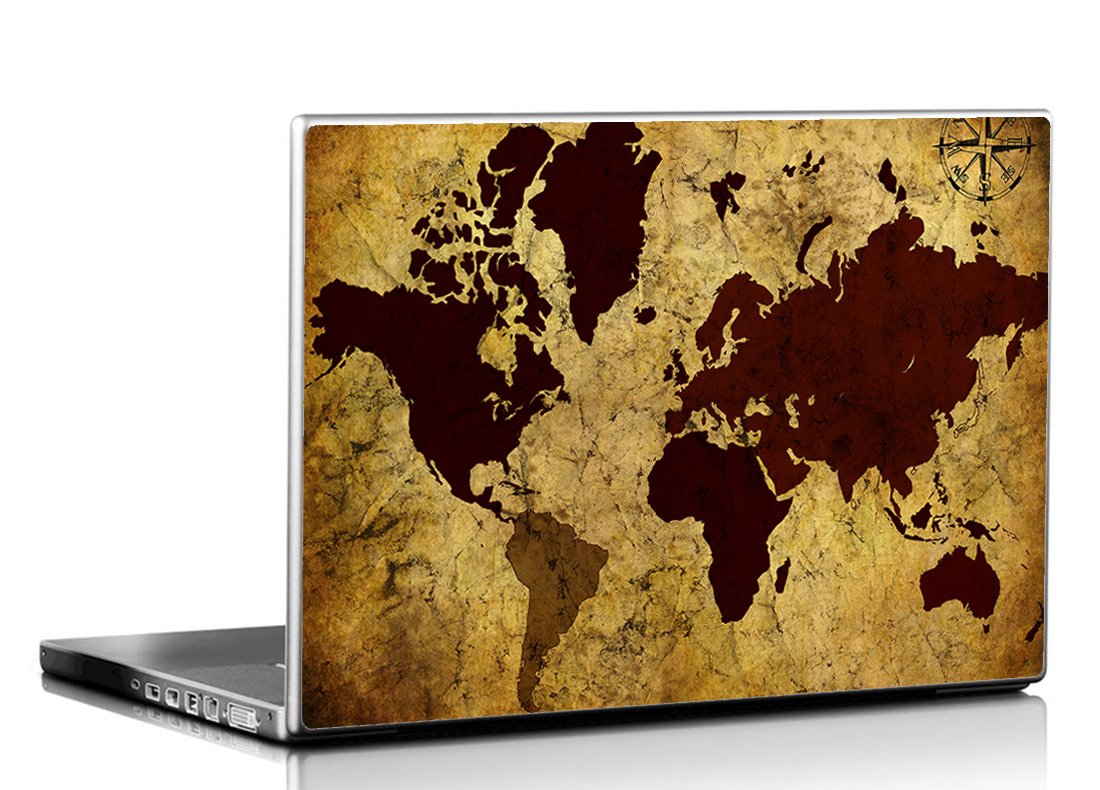 Seven Rays Grunge Vintage World Map Laptop Skin - Buy Seven Rays Grunge ...