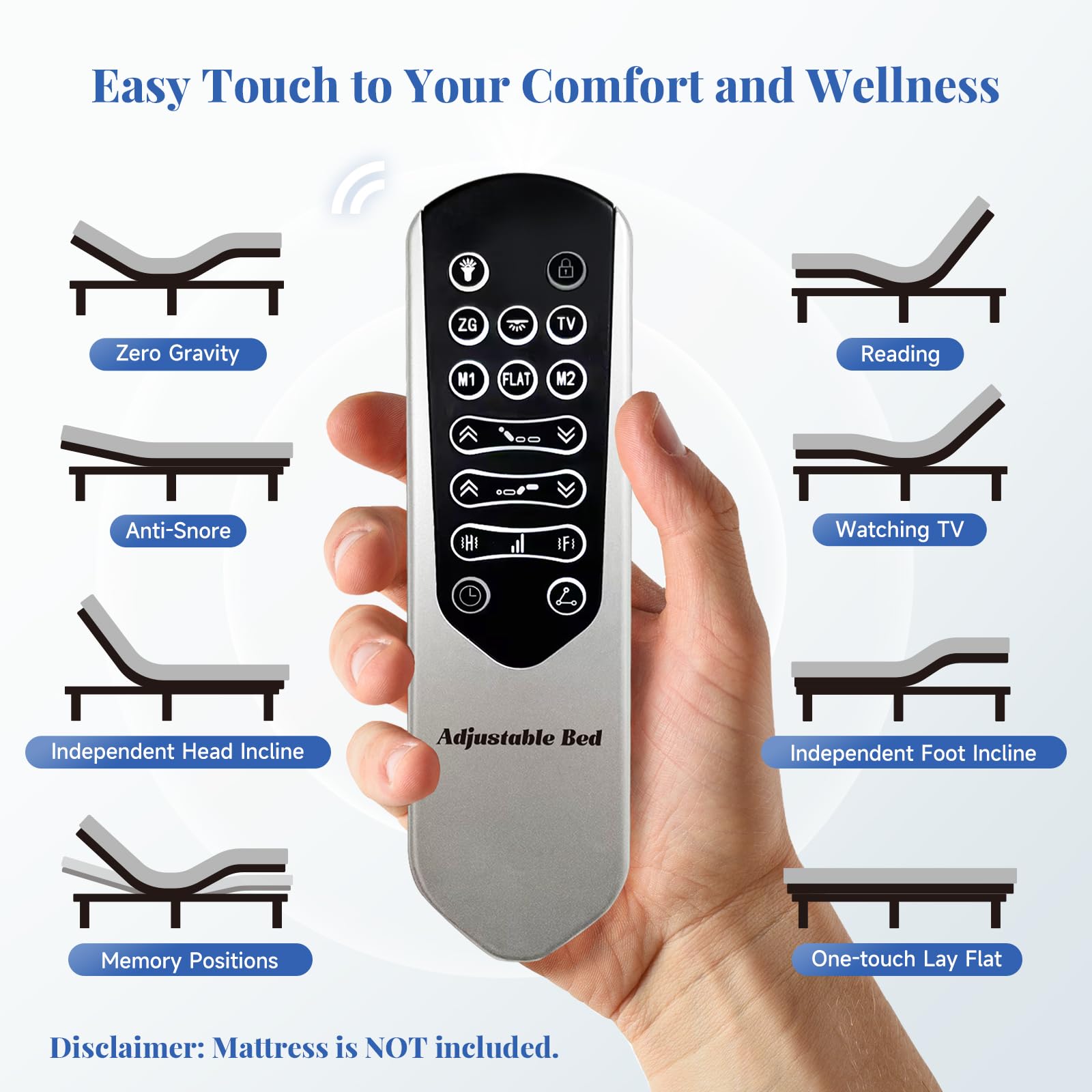 Tami Tami T600 Adjustable Bed Frame Queen Size With Remote & Massage ...