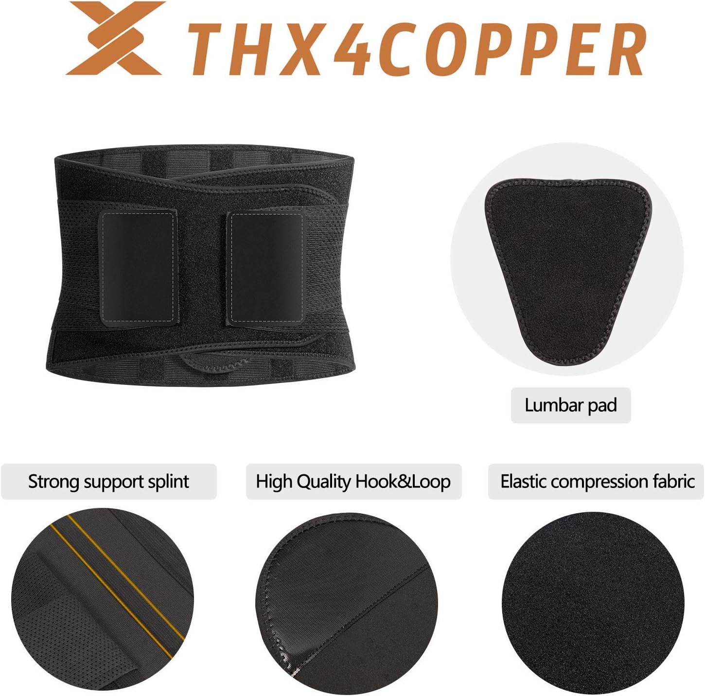 Thx4COPPER Compression Lower Back Brace, Waist Support Belt-Pain Relief ...