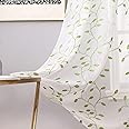 Amazon.com: MIULEE White Sheer Curtains with Embroidered Leaf Pattern ...