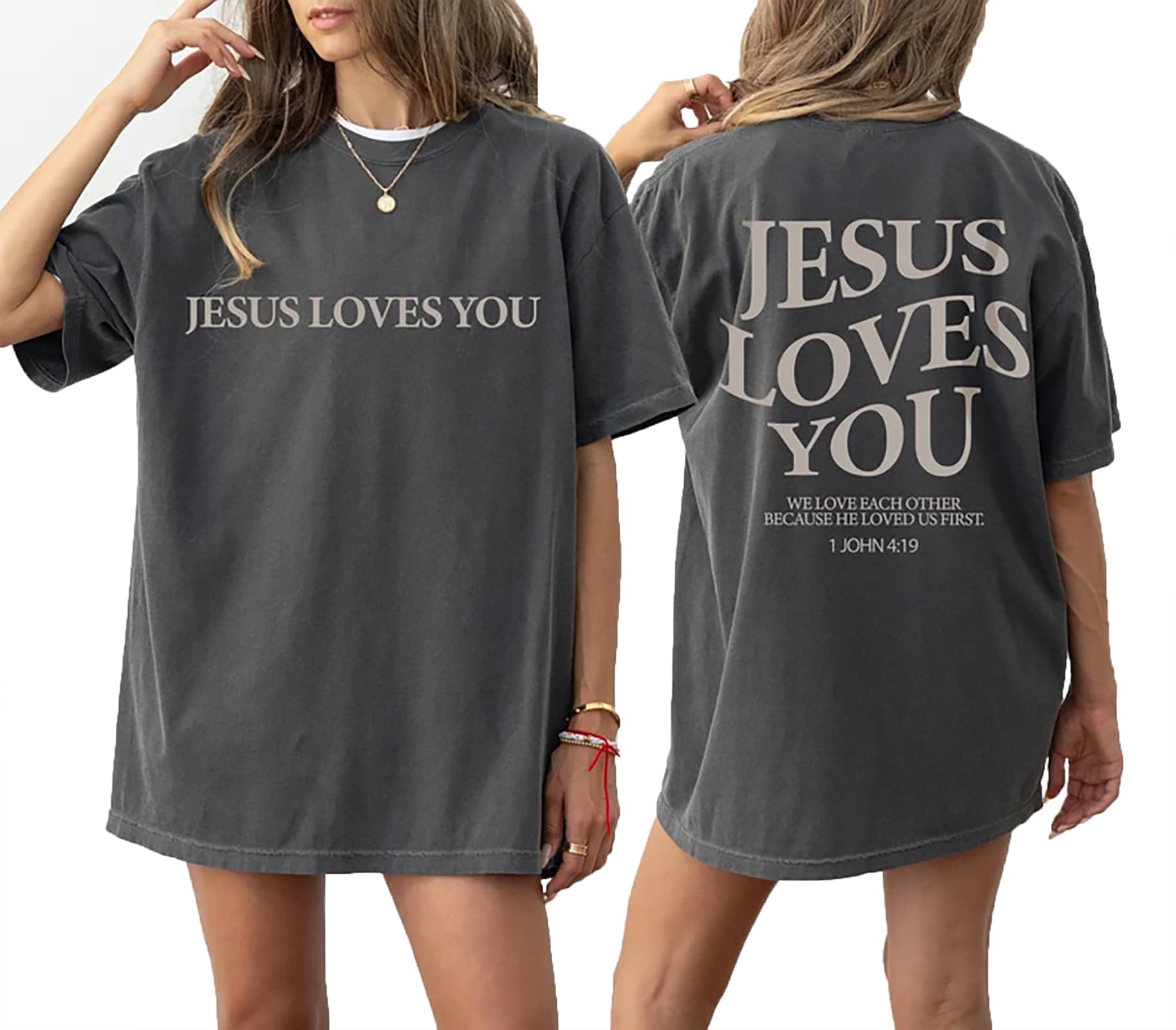 YI XIANG RAN Christian Oversized Shirt Women Jesus is King Tshirt Jesus ...
