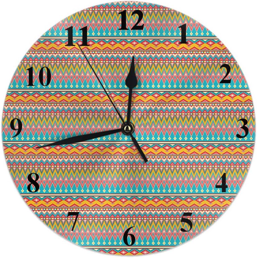Amazon.com: Moslion Bohemian Clock Boho Wavy Stripes Aztec Square ...