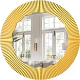 Amazon.com: H HOMEWINS 28" Circle Wall Mirror,Gold Waved Decorative ...