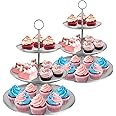 Amazon.com: LIAISIMI 3 Tier Silver Cupcake Stand Stainless Steel ...
