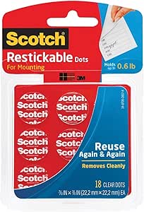 Amazon.com: Scotch Restickable Dots, Clear, 7/8-in x 7/8-in, 18-Dots ...