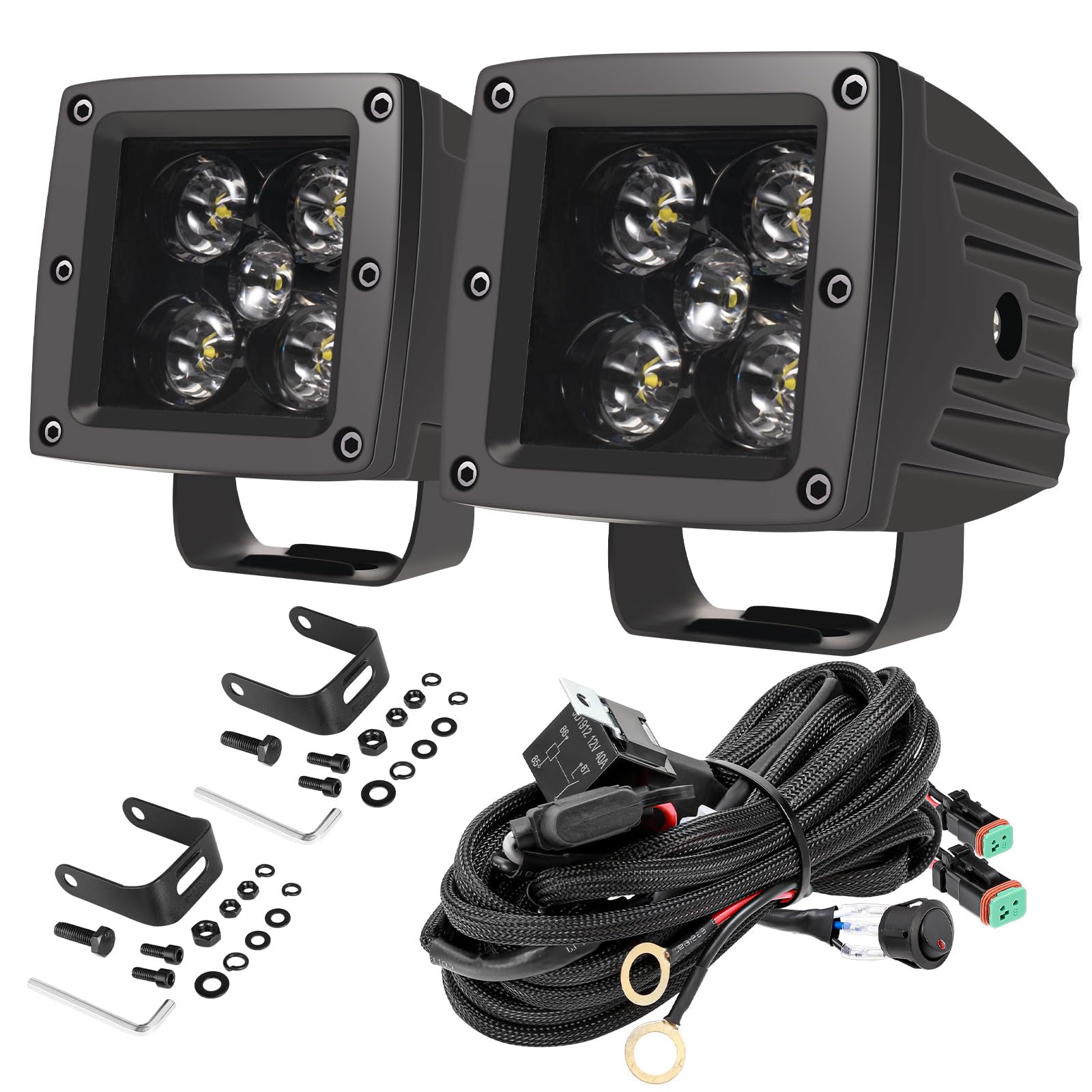 YCHOW-TECH LED Cubes, 2PCS 3 Inch Square LED Offroad Lights 100W 10000LM CREE LED Light Pods ...