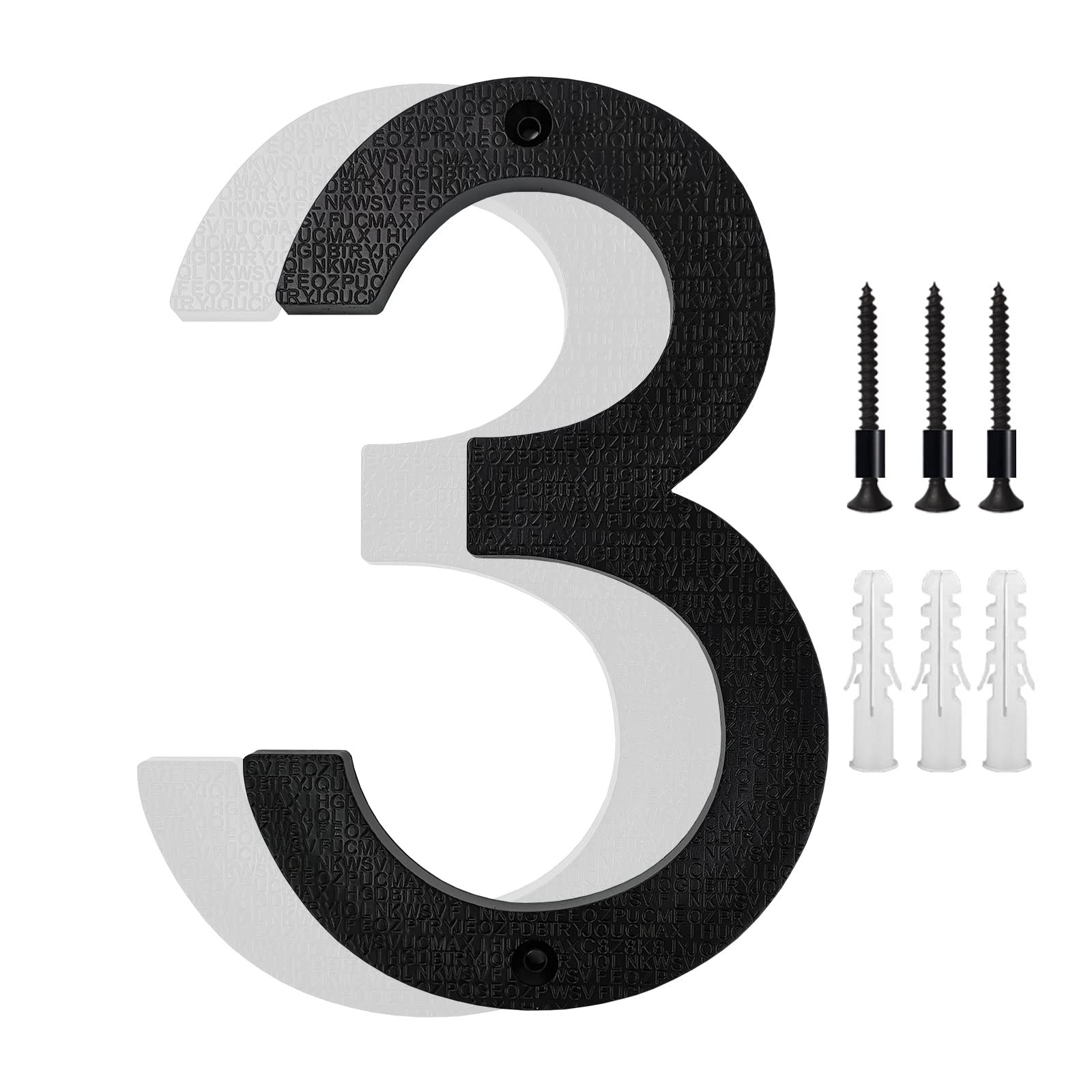 8’’ Modern Floating House Numbers for Outside, Large Black Shadow Home ...
