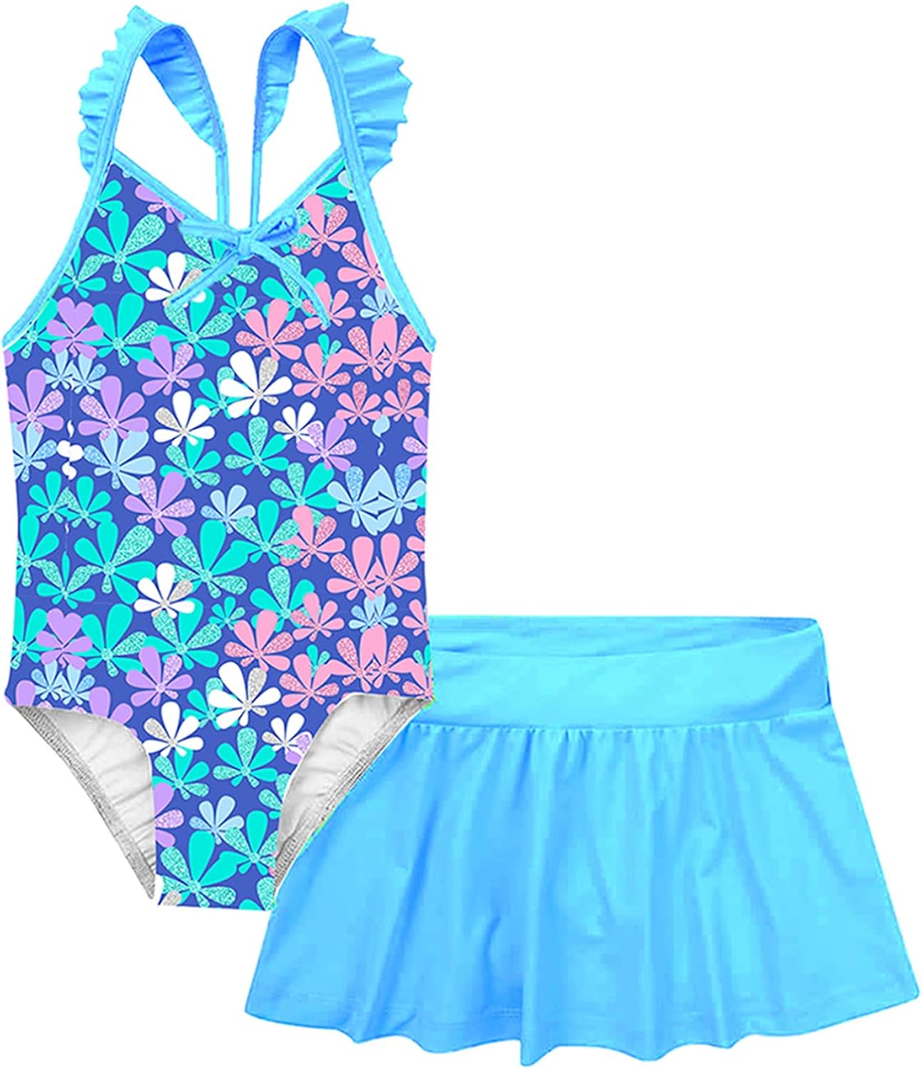 Moily Kids Girls Mermaid Tankini Set Ruffles Straps Bodysuit with ...