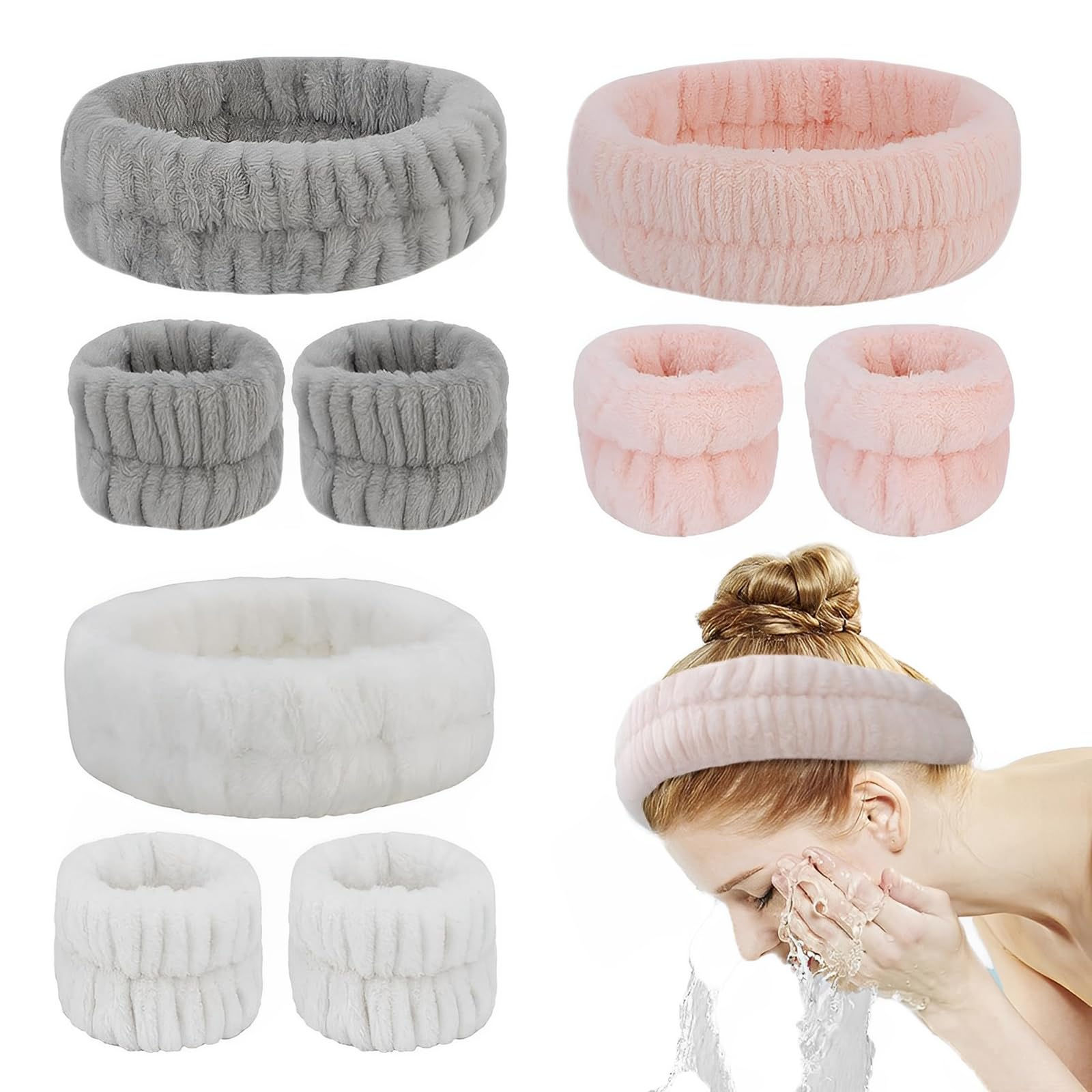 YARIEW Spa Headband and Wrist Washband Set, 9 Pieces - Women's Headband ...