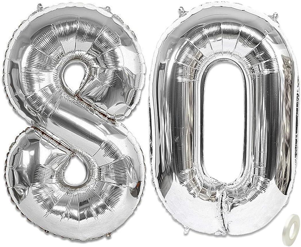 Aabellay Silver Number Balloons Large Foil Mylar Balloons 40 Inch Giant Jumbo Number Balloons ...