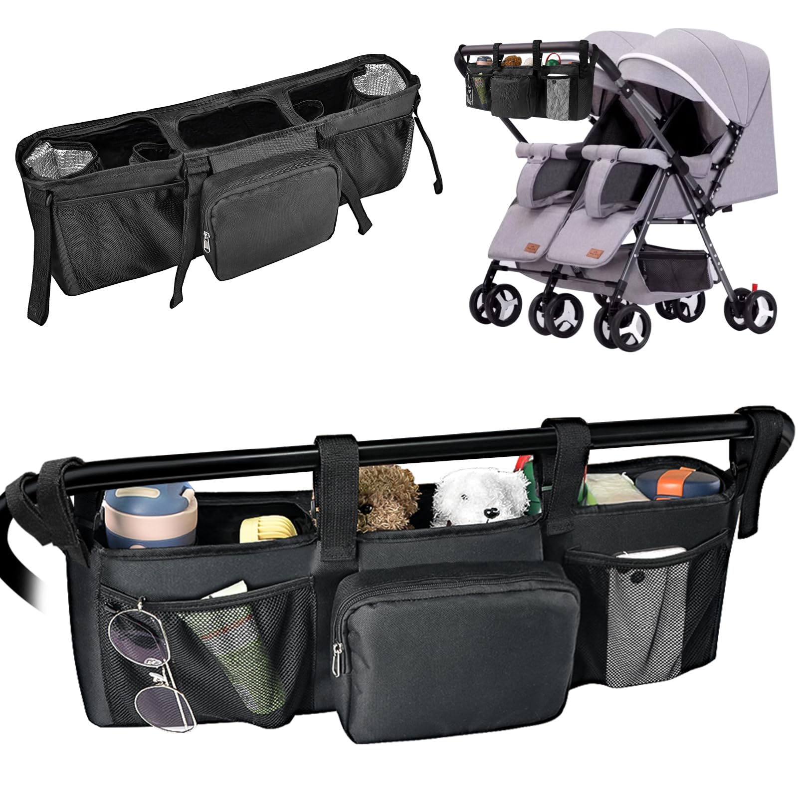 succulentlovers Double Stroller Organizer - Double Stroller Caddy ...