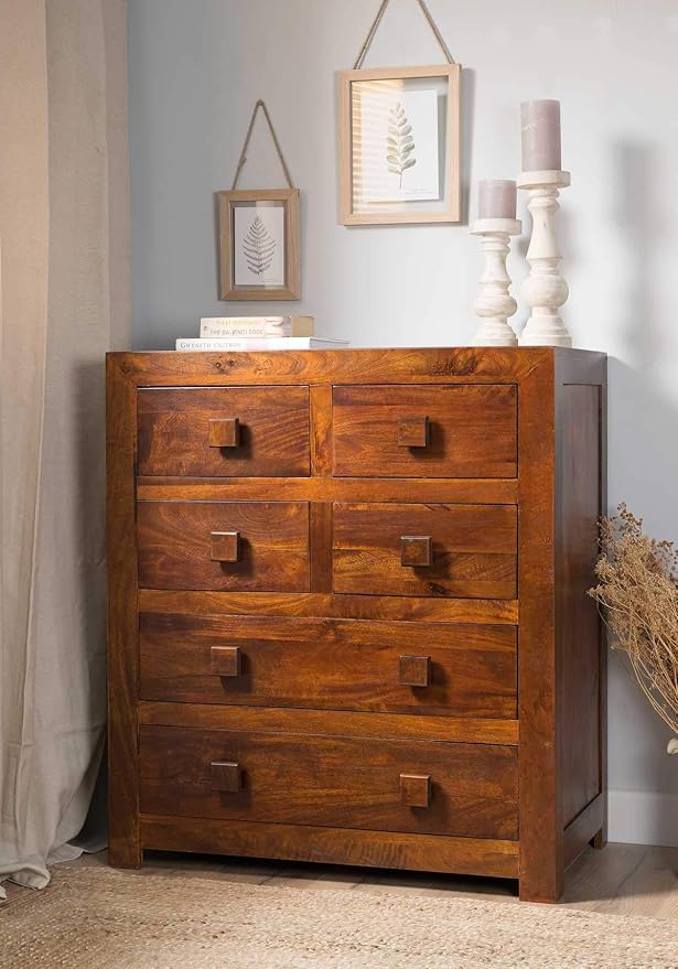 Solid Mango Wood Chest of Drawers - Dakota Wooden Bedroom Furniture ...