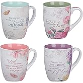 Amazon.com: Christian Art Gifts Set of Four Rustic Stoneware Coffee/Tea ...