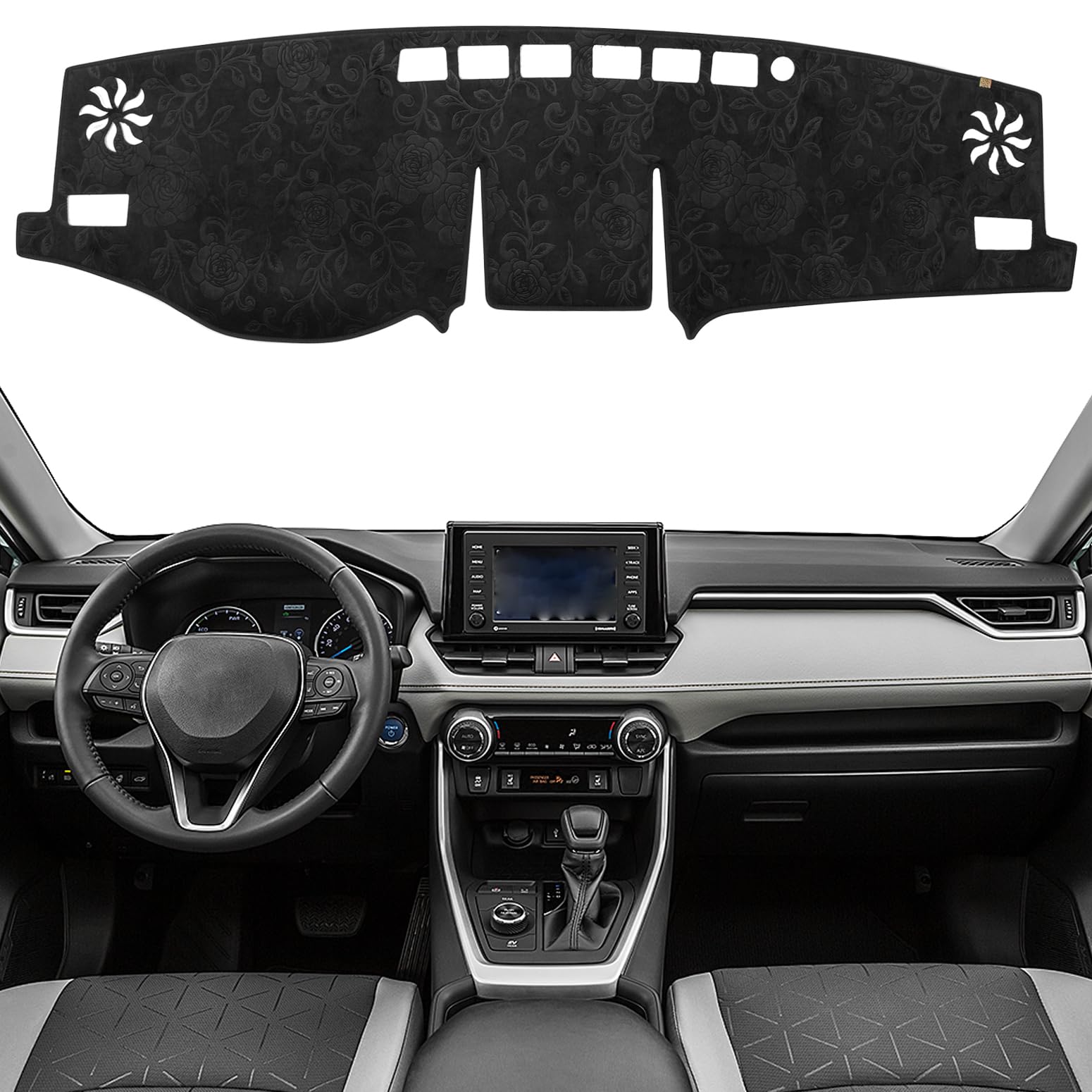 KEYOOG Dashboard Cover Dash Mat Fit for 2024-2019 to-yota RAV4 (Without ...