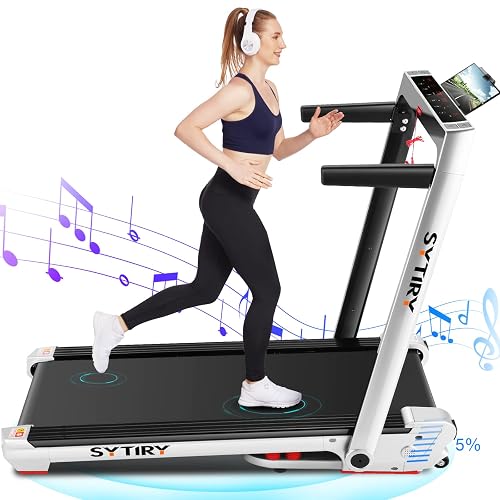 SYTIRY Treadmill with Large 10" HD TV Touchscreen,Folding 3.25HP ...