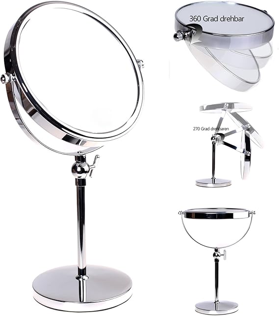HIMRY Pedestal Mirror Height Adjustable, 8 Inch 5x Magnification ...