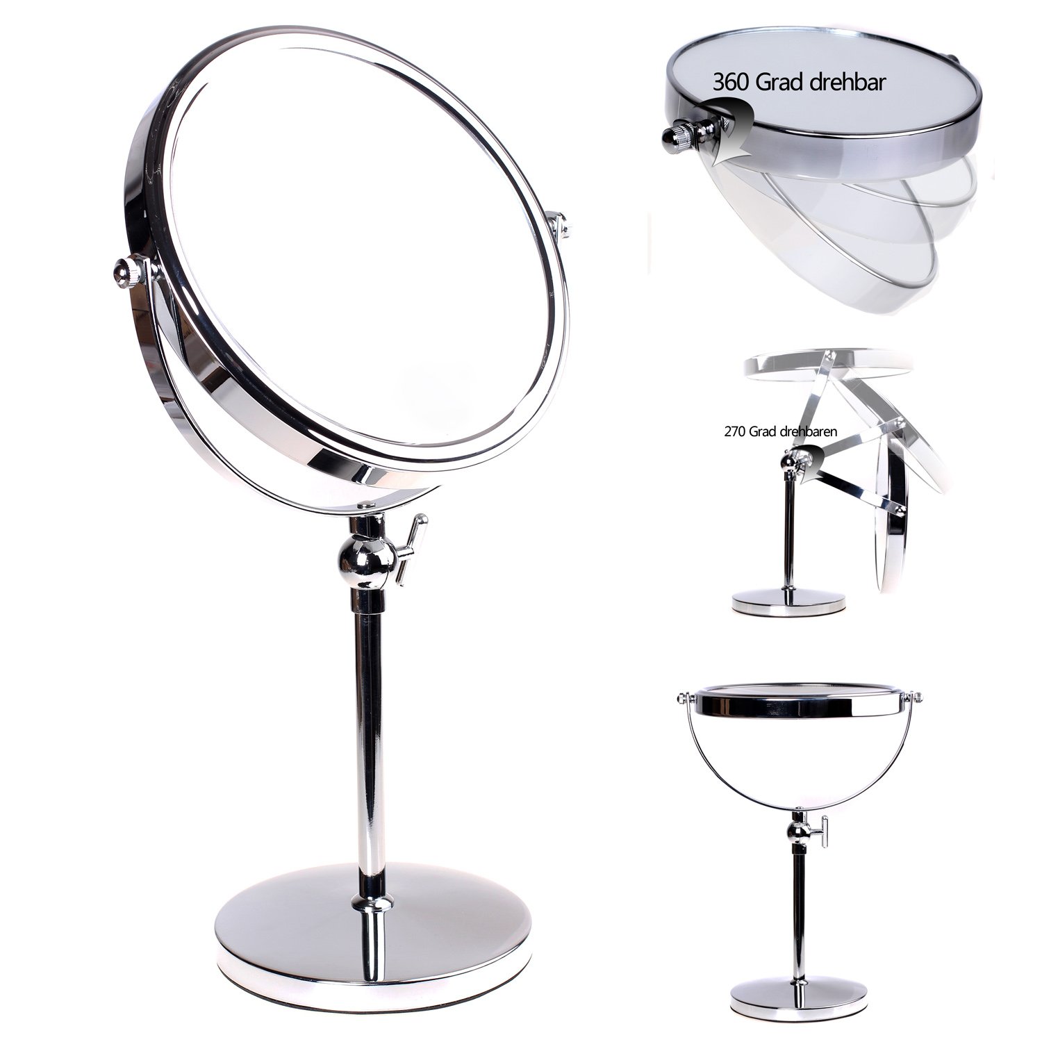 HIMRY Specchi da Trucco, Regolabile in Altezza, Ingranditori 5X con ...