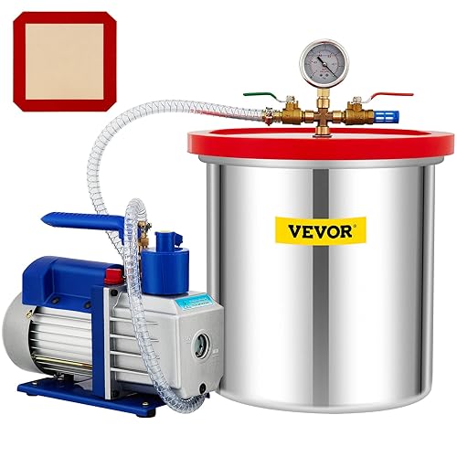 VEVOR Vacuum Chamber with Pump, 5 Gallon Vacuum Chamber Acrylic Lid ...