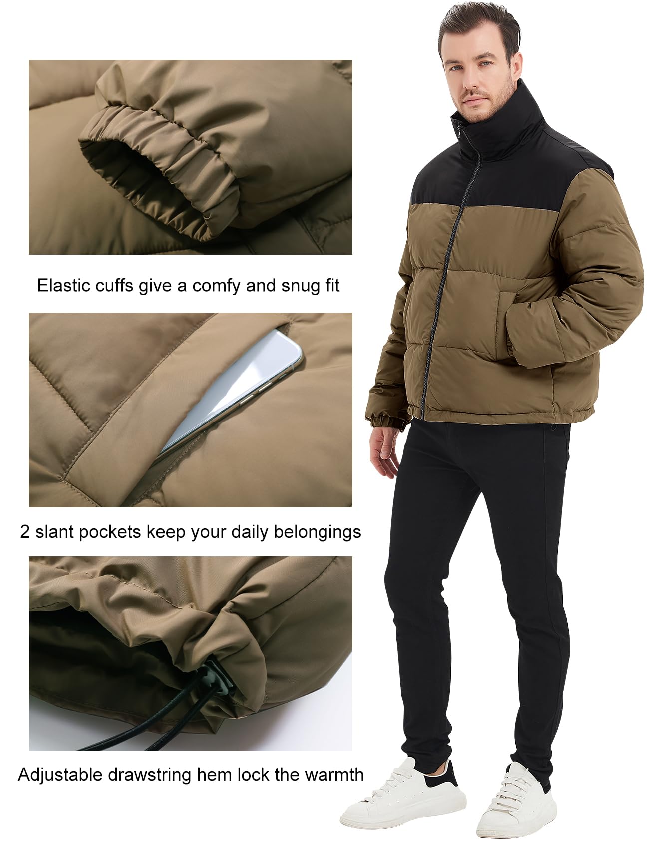 Mua Flygo Mens Puffer Jacket Winter Coats Water Resistant Long Sleeve Zip Up Lightweight Quilted ...