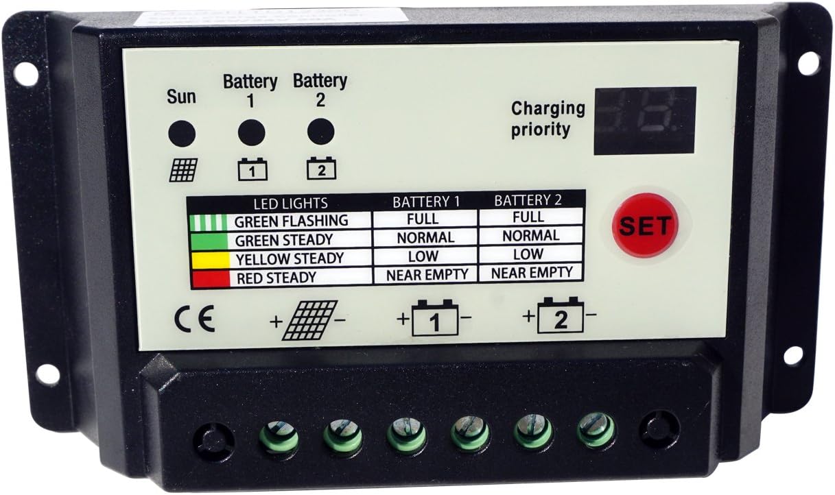 ECO-WORTHY 20A Solar Panel Charge Controller PWM 12V/24V Auto-adaptive Digital LED Display ...