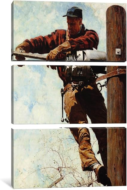 Amazon.com: iCanvasART 3-Piece The Lineman Canvas Print by Norman ...