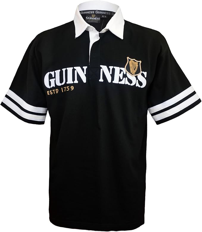 Guinness Official Merchandise 1759 Short Sleeve Rugby Men's Shirt Black ...