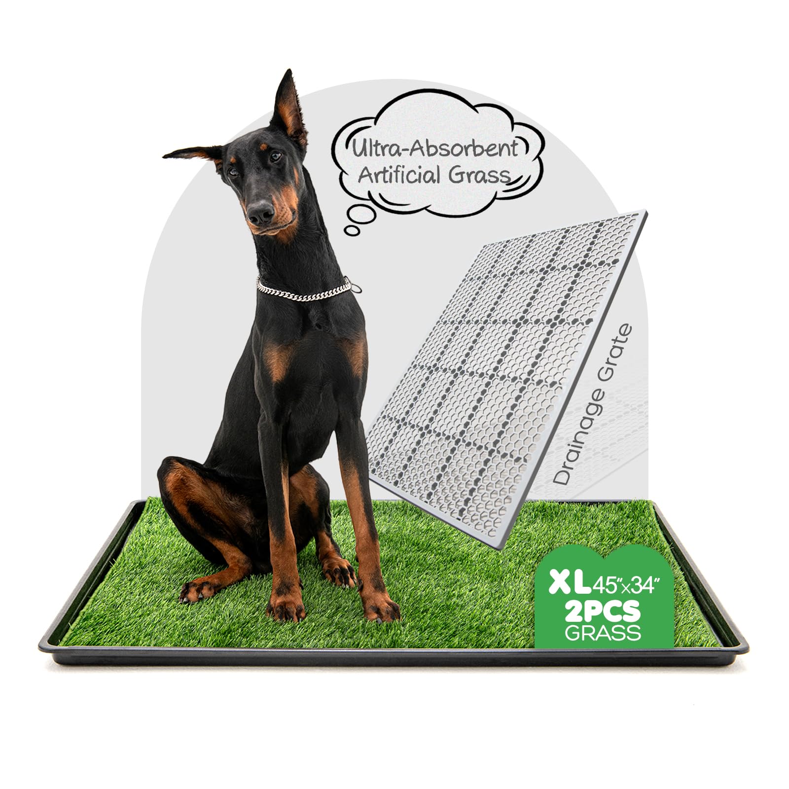 atboma Dog Grass Pad with Tray, 45×34in XL Litter Box, 2×Grass Pad for ...
