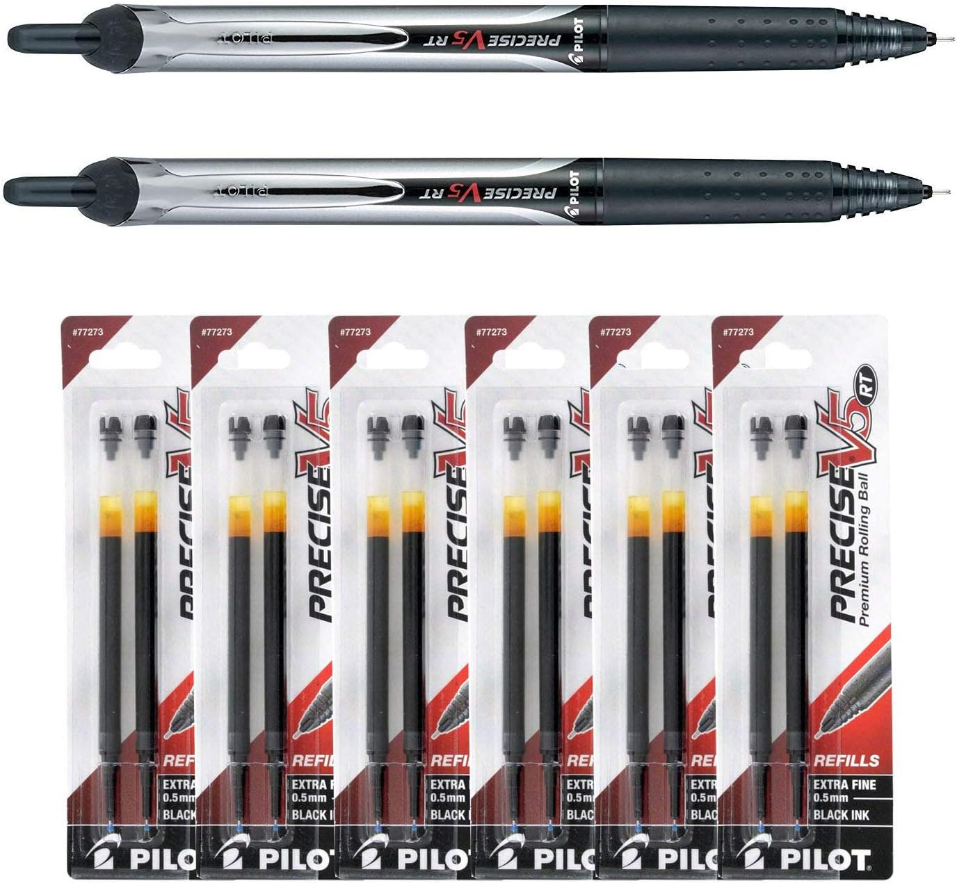 Amazon.com: Pilot Precise V5 Rt, 2 Pens 26062 with 6 Packs of Refills ...