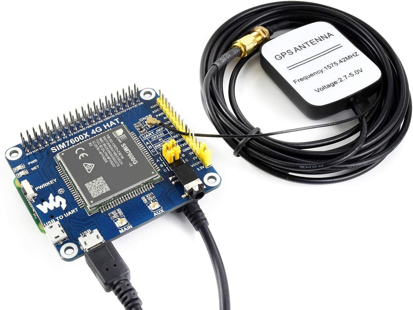 Waveshare 4G/3G/2G/GSM/GPRS/GNSS HAT for Raspberry Pi Jetson Nano Based ...