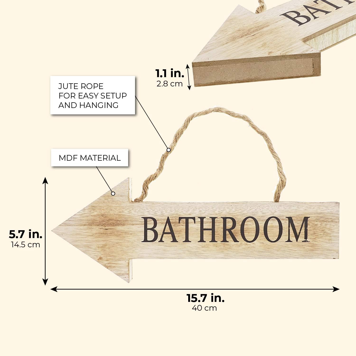 Juvale Restroom Sign – Wall Mounted Washroom Directional Arrow Sign ...
